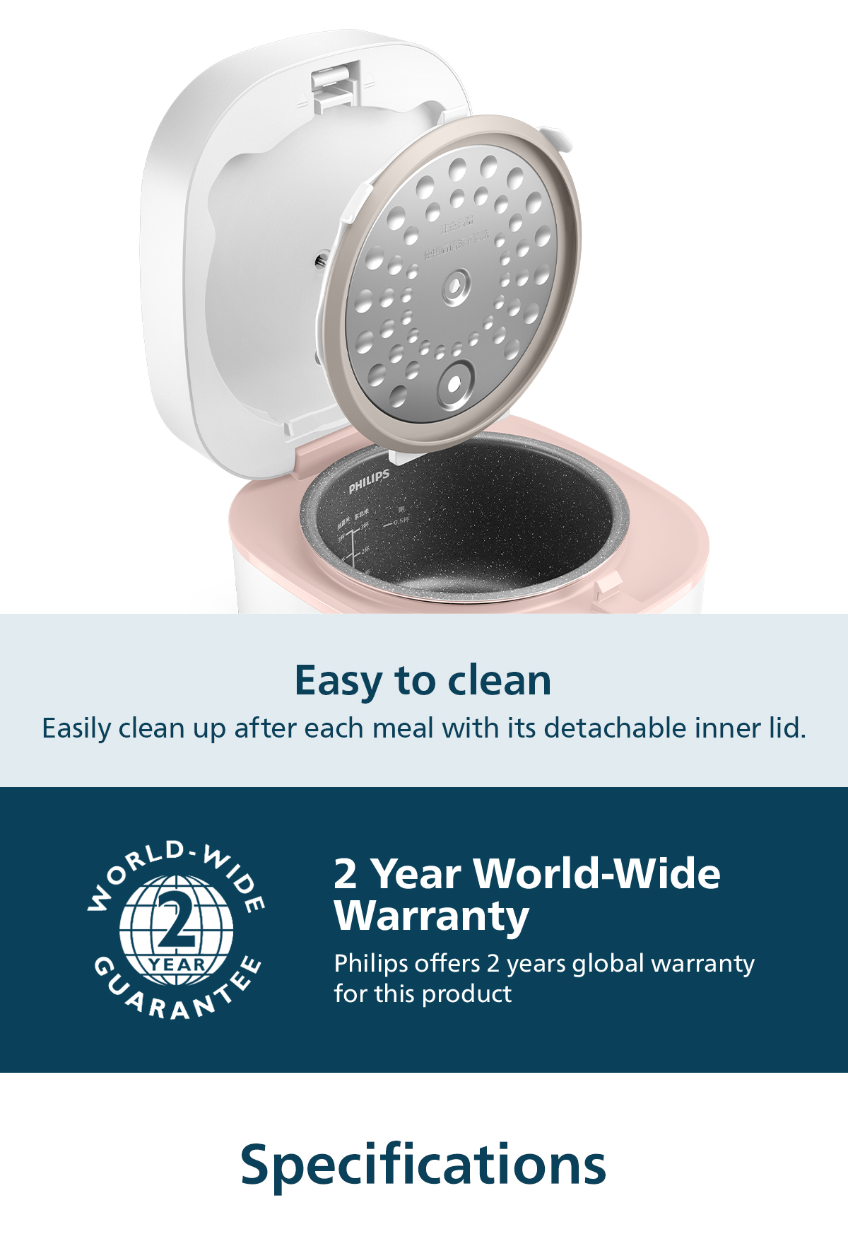 Philips 3000 Series Mini Rice Cooker - White (0.54L) HD3064/62/HD3064 ...