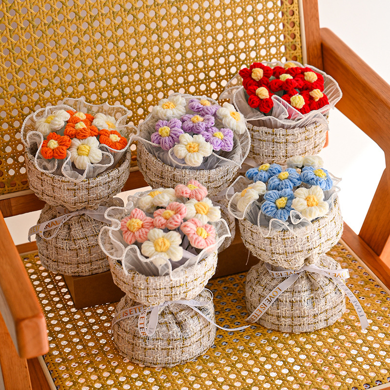 Tweed Style Crochet Cute Flower Bouquet Gift for Mother, Teacher ...