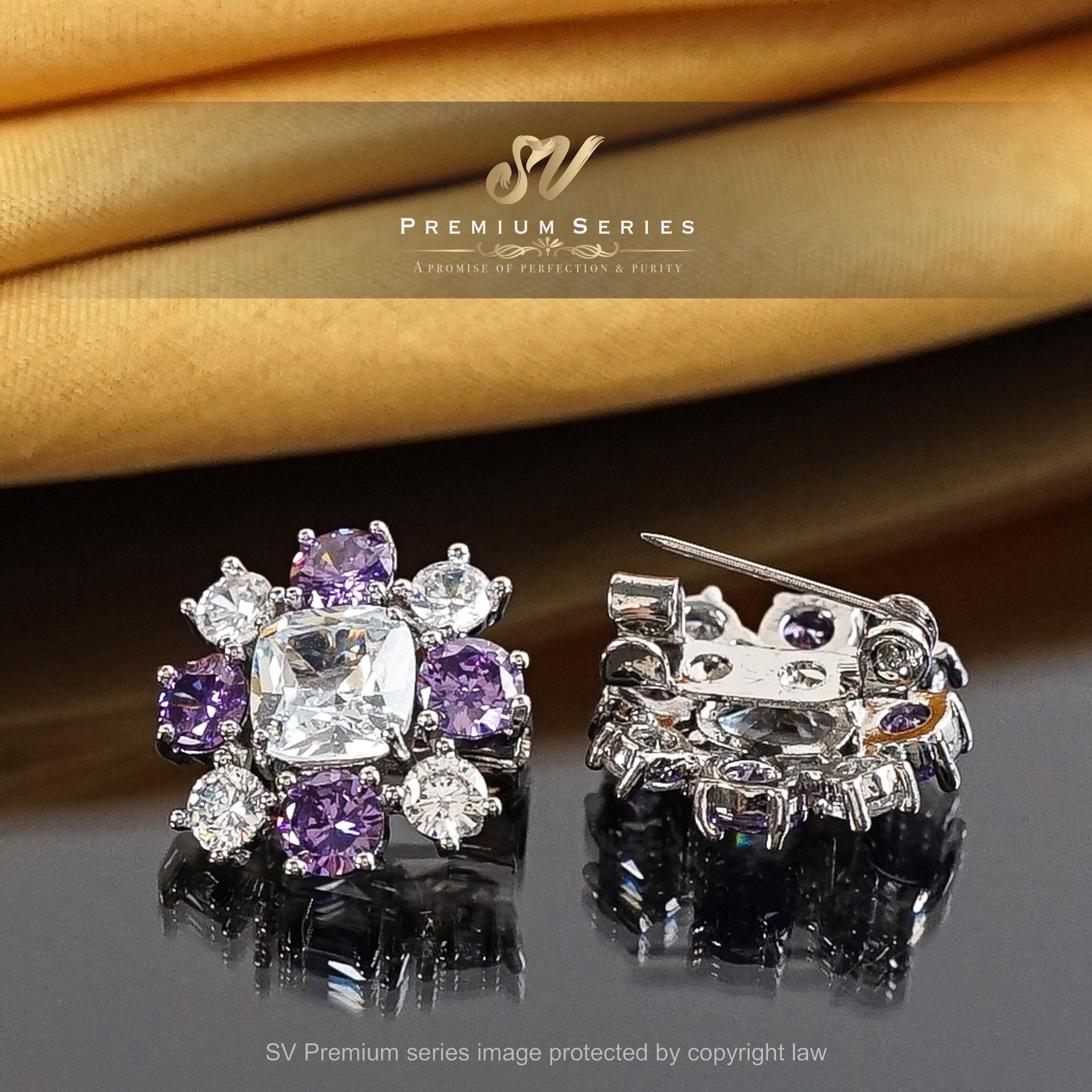 Sv Premium Brooch Tudung Mewah Kerongsang Batu Zircon High Quality ...