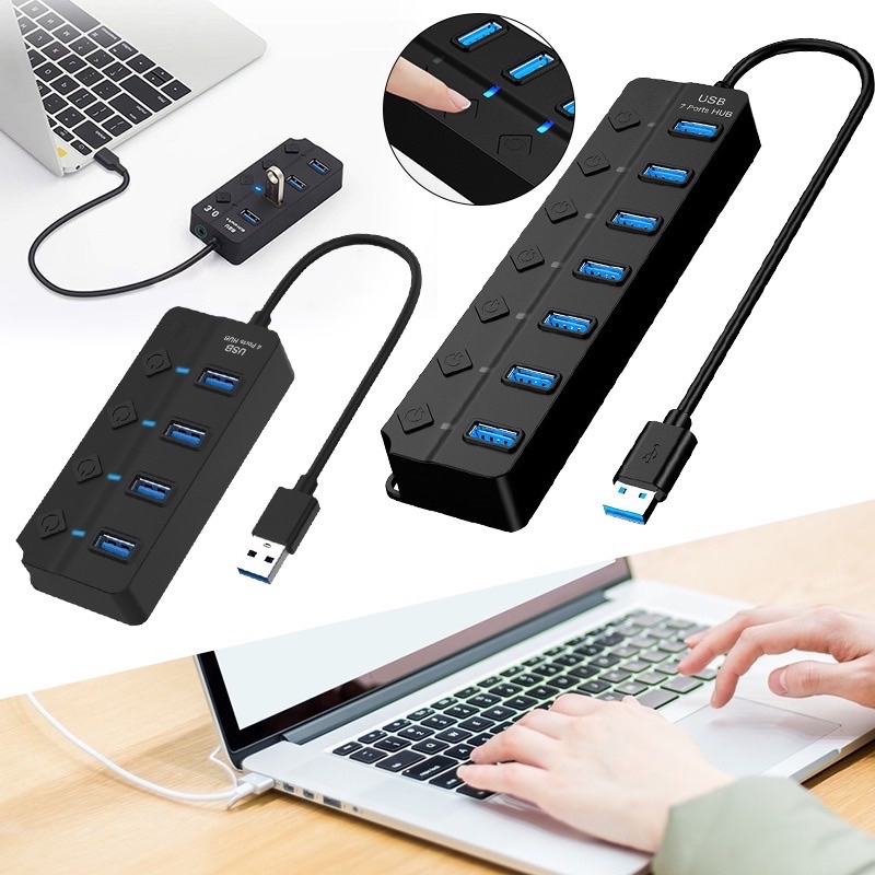 USB 3.0 Power Adapter 4/7 Port Multi USB Splitter Hub USB Hub Multiple ...