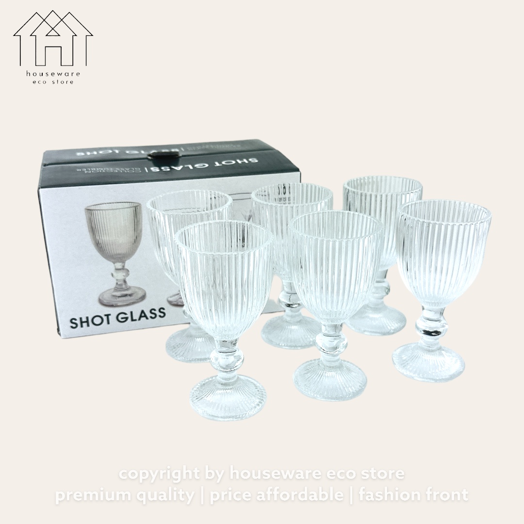 6pcs Stripe Mini Glass Set | 65ml Dessert Cup | Gelas Glass Tumbler ...