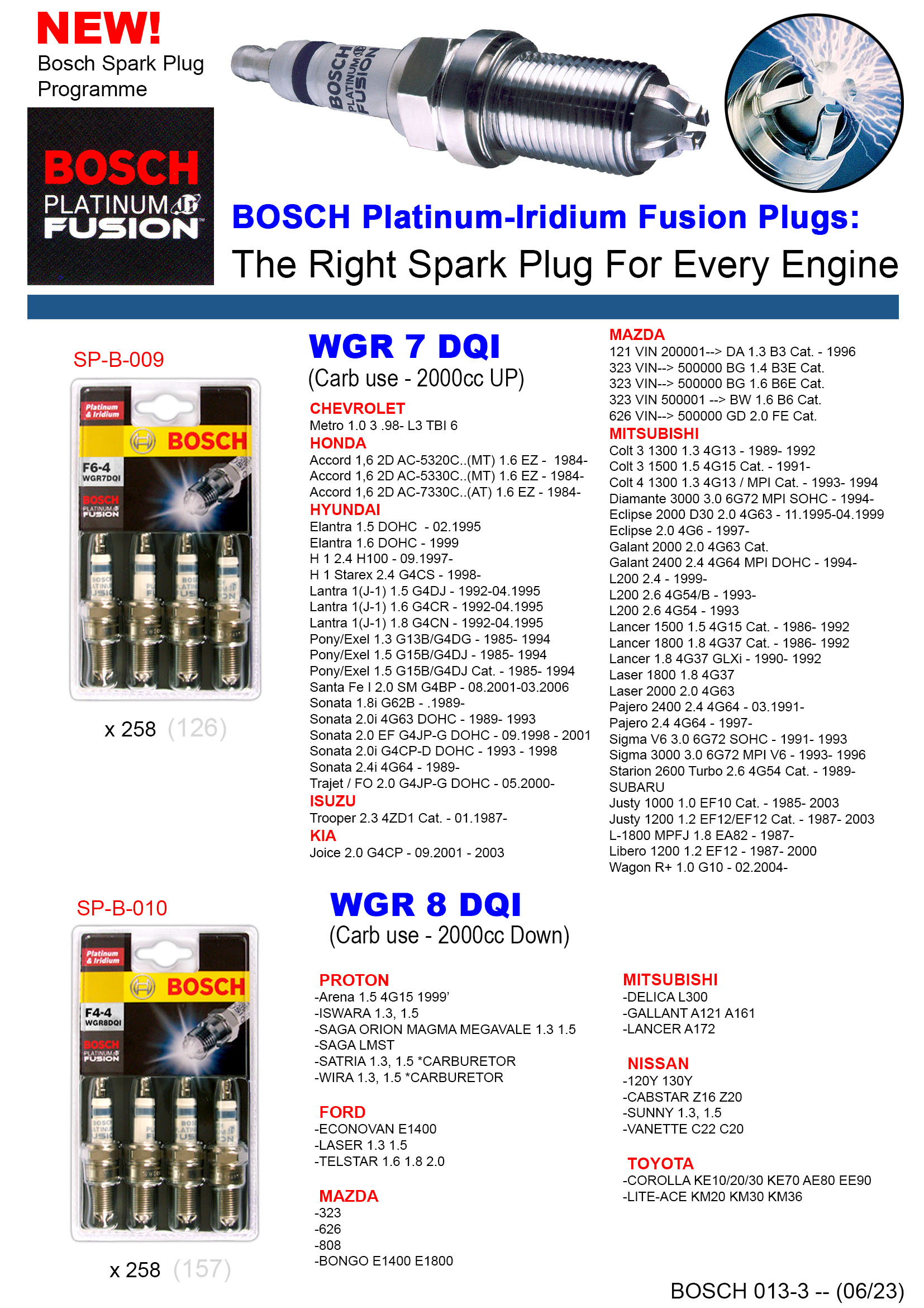 BOSCH F6-4 WGR7DQI Platinum Iridium Fusion Spark Plug Land Rover Proton ...