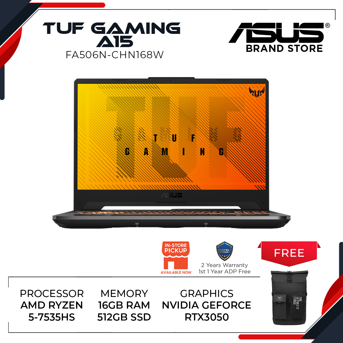 ASUS TUF Gaming A15 FA506N-CHN168W R5-7535HS/ 16GB 5600MHZ/ 512GB M.2 ...
