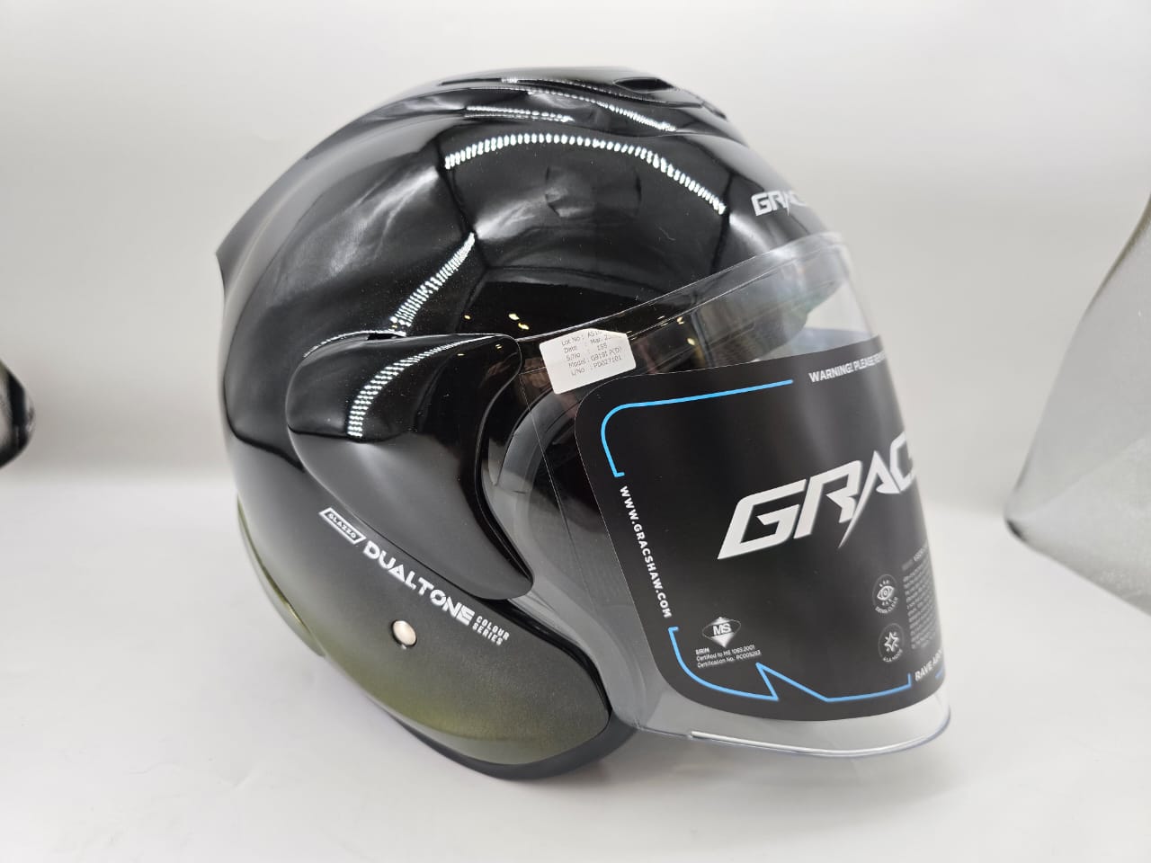 Original GRACSHAW DUAL TONE GLAZZO BLACK ARMY GREEN OPEN FACE HELMET ...