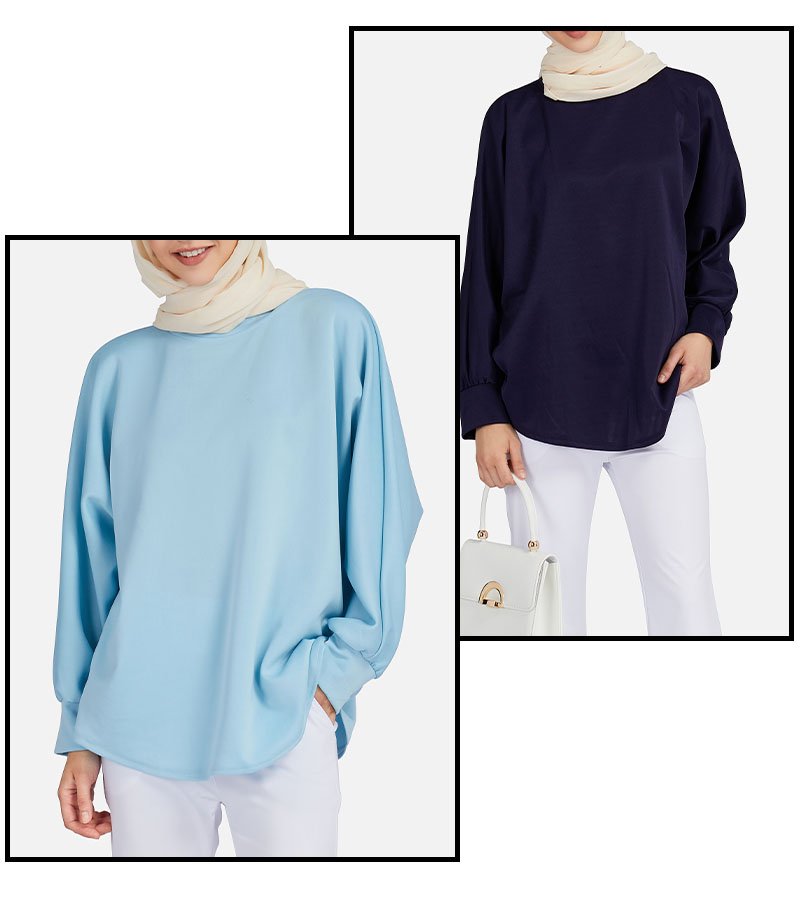 Korean Women Batwing Sweatshirts Viral Muslimah Fashion Baju Women ...