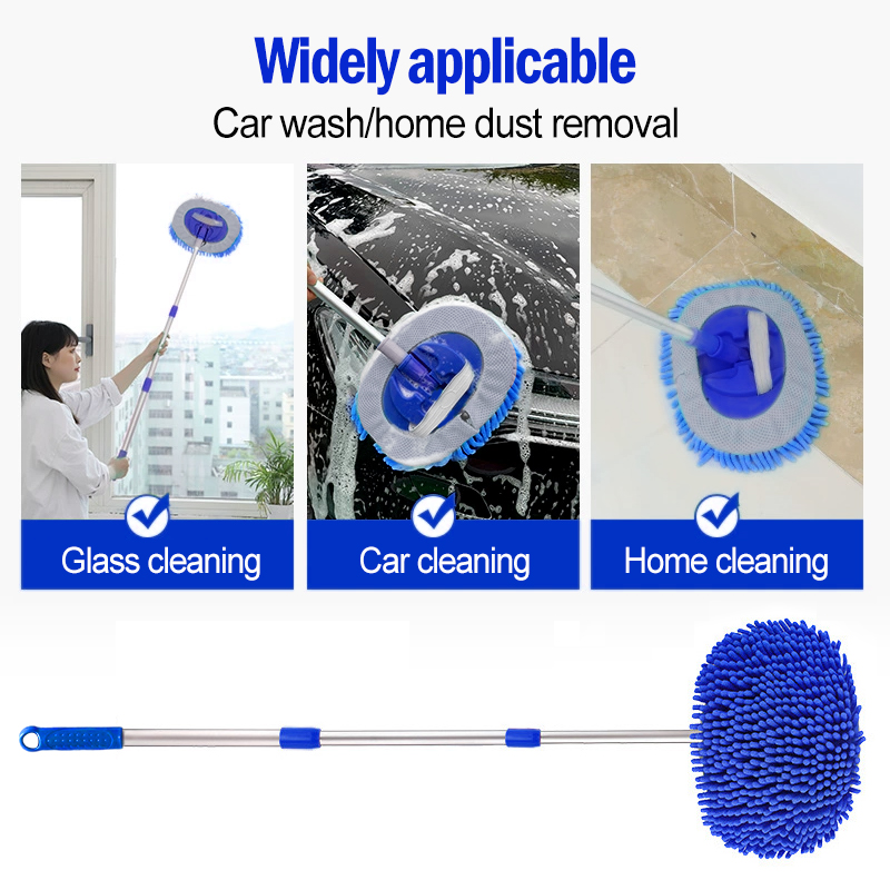 Car Cleaning Brush Car Wash Mop Three-Section Telescoping Long Handle ...