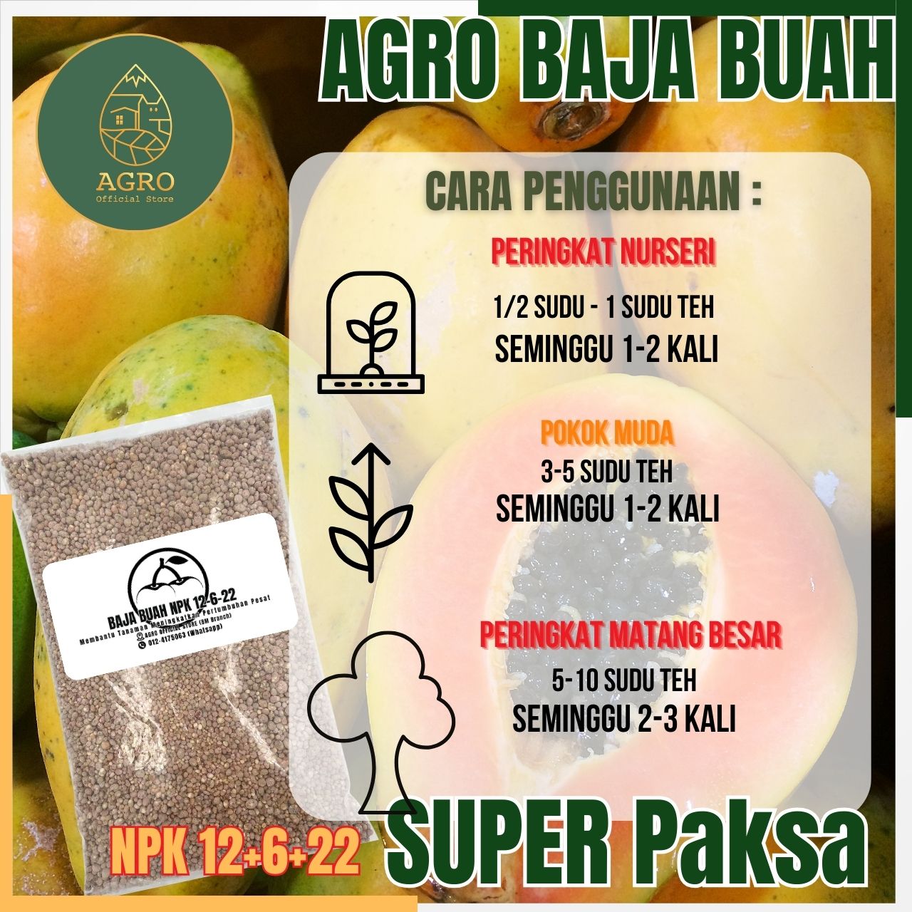 Baja NPK Green 12 6 22 Baja Kesuburan,Pembesaran dan Pertumbuhan Baja ...