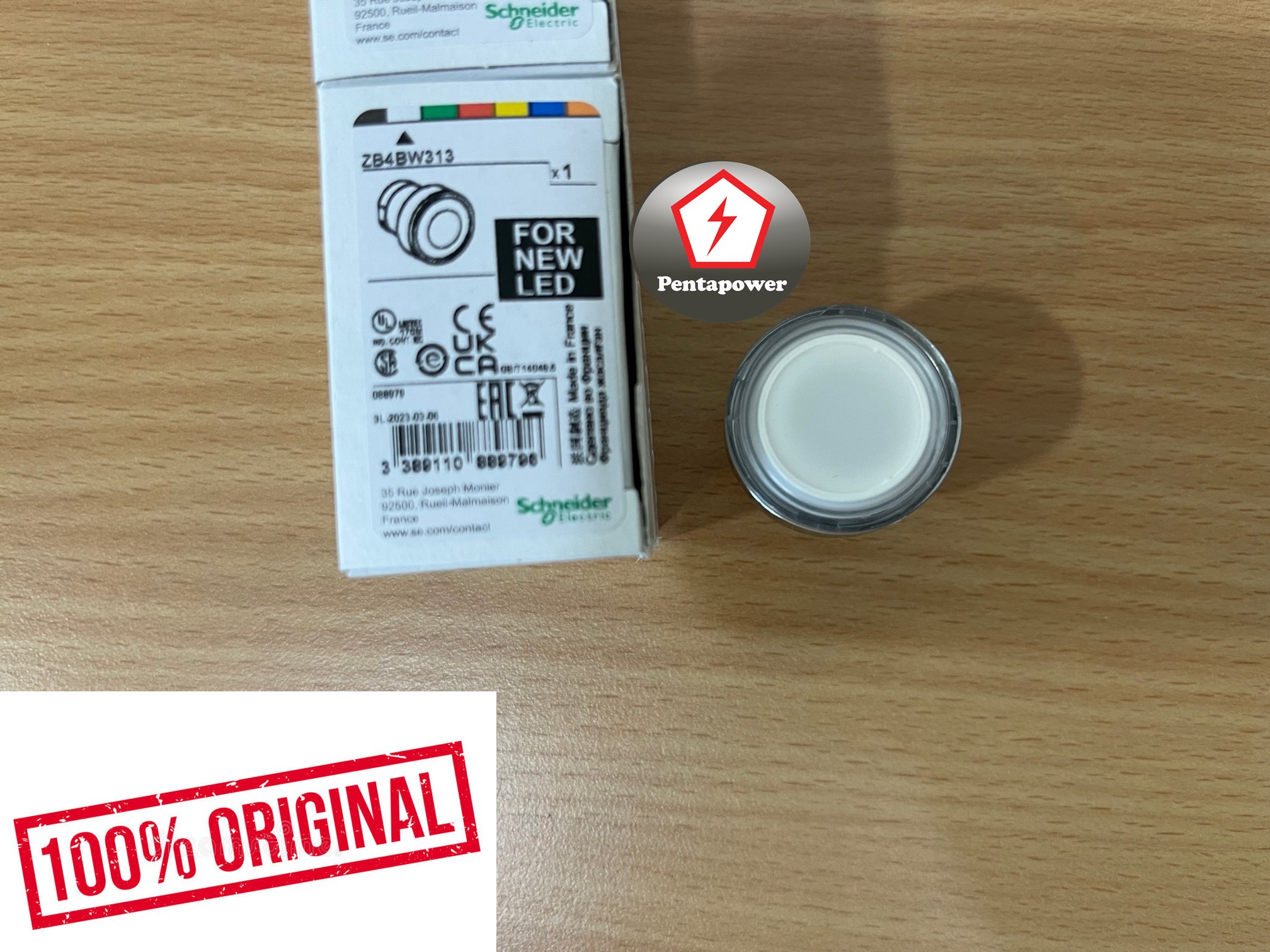 SCHNEIDER ZB4BW313 Head for illuminated push button, Harmony XB4, metal ...