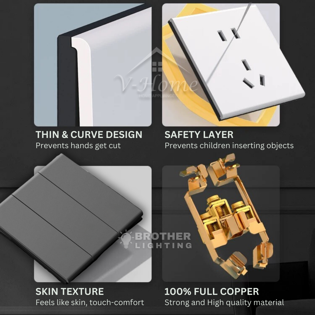 [SIRIM] VHome® Switch UV Skin Texture Premium Switches Grey/Bronze ...