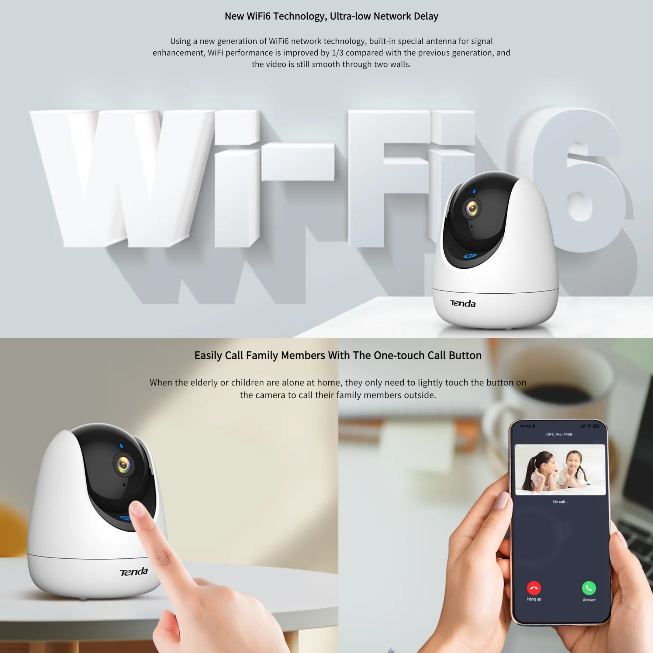 Tenda 4MP/3MP 2K+ WiFi 6 Auto Patrol 360 Ai Smart Wireless WiFi CCTV Cloud Camera CP3 PRO / CP7 ...