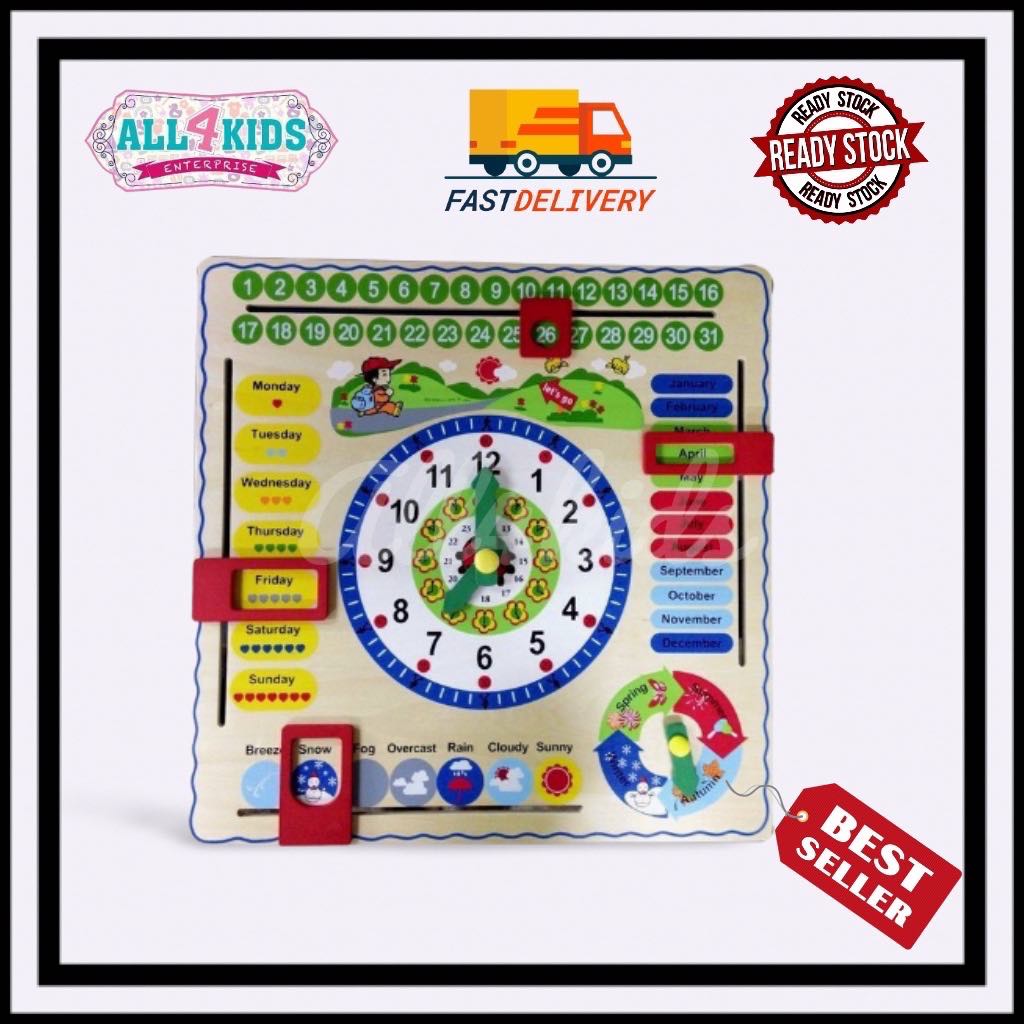 Wooden Large Educational Clock for Easy Learning Time for children ...