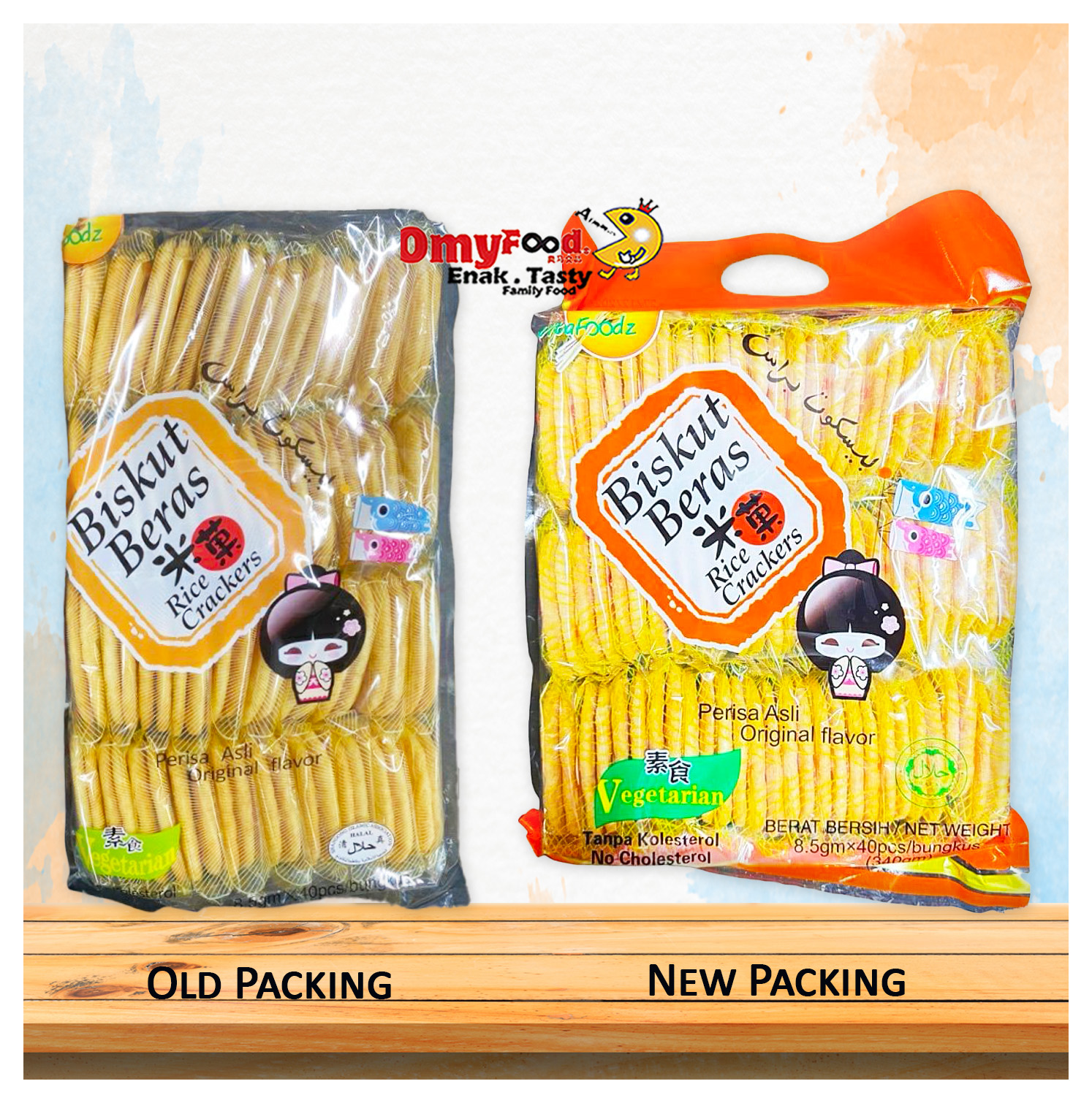 8.5g x 40pcs Akiko Rice Crackers / Snow Rice Crackers, Akiko Biskut ...