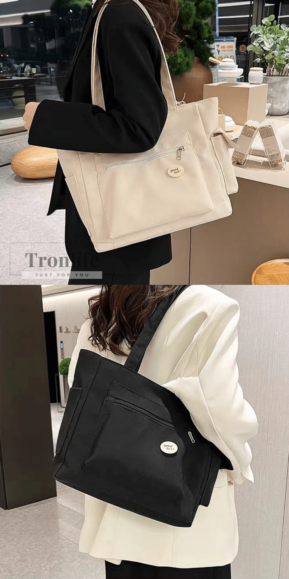 【Ready Stock】Canvas Tote Bag Large Capacity Student College University ...