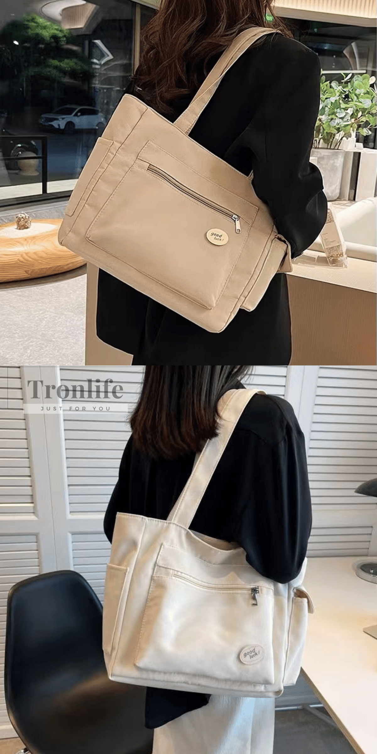 【Ready Stock】Canvas Tote Bag Large Capacity Student College University ...