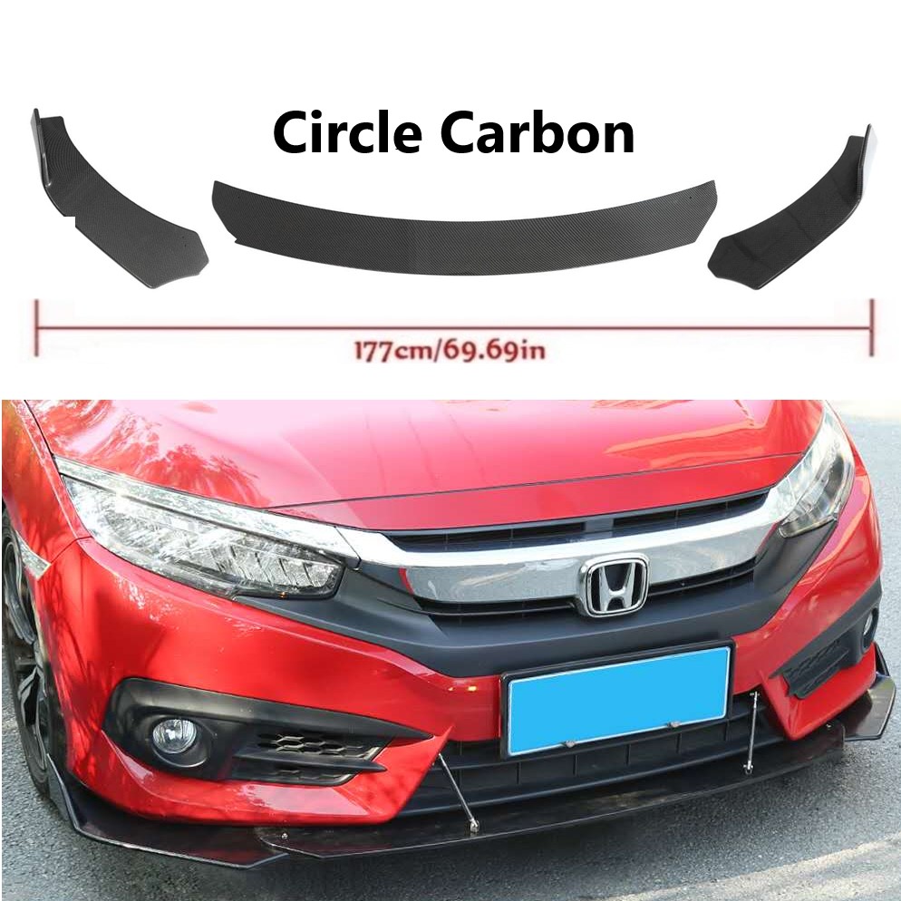 Car Universal FRONT BUMPER DIFFUSER LIP C-Style V-Style Black / Carbon ...