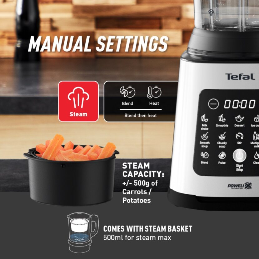 Tefal PerfectMix Cook & Steam High Speed Smart Blender | BL83SD65 Food Blender Cooker Mixer ...