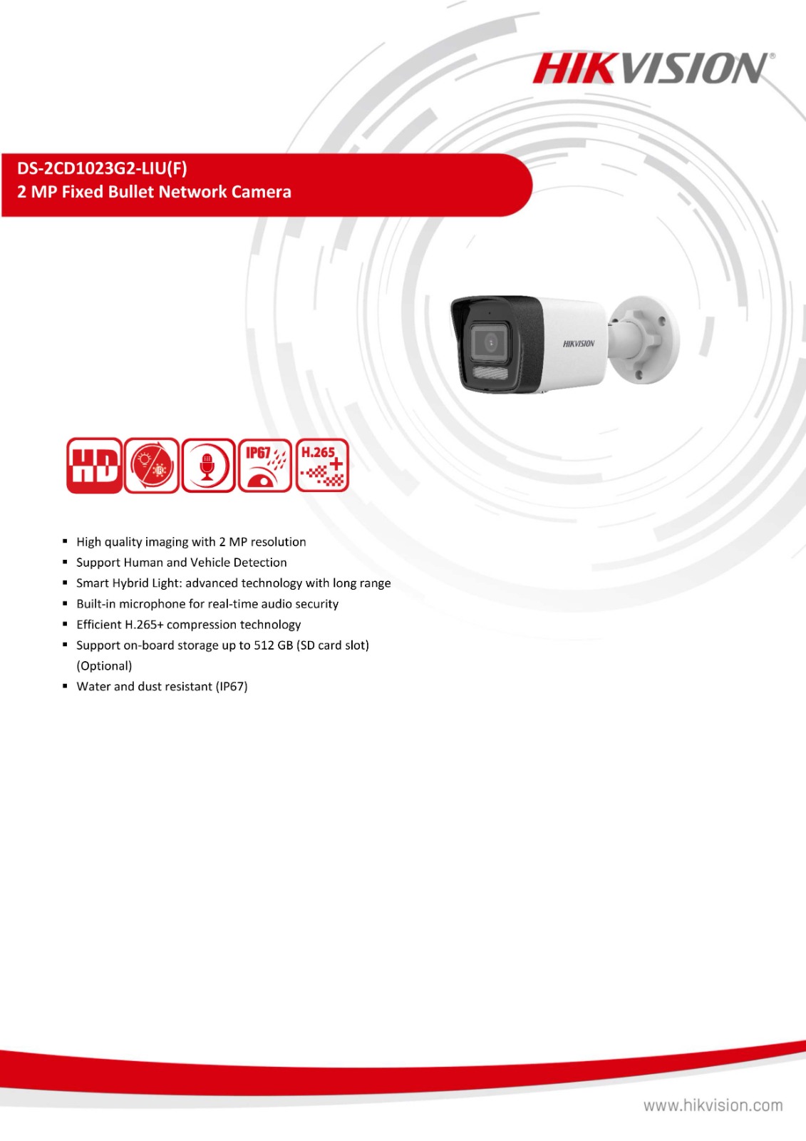Hikvision DS-2CD1023G2-LIU Hikvision 2MP Smart Hybrid Light Fixed ...