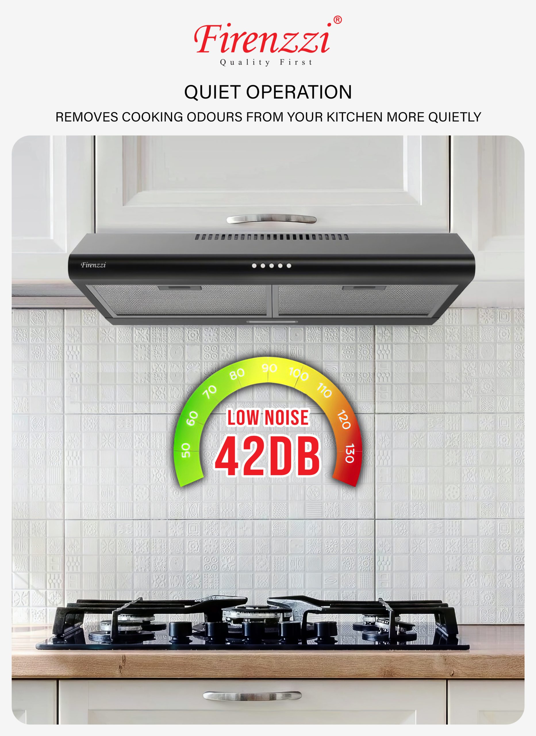 FIRENZZI 1390m³/hr Slim Hood Cooker Hoods Low noise 60CM FH-602 BK High ...
