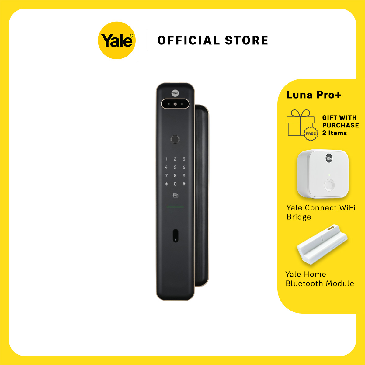 Yale Luna Pro+ Push Pull Mortise Smart Door Lock - Face Recognition ...