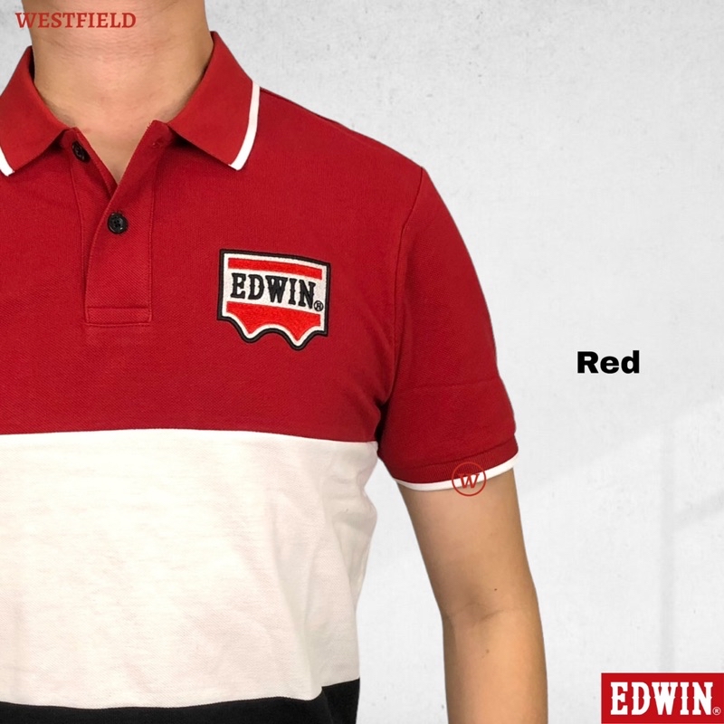 🔥New Arrivals🔥 EDWIN® Men’s Signature Logo Embroidery Polo Collar T-Shirt ( 7482 1905 ) | Shopee ...