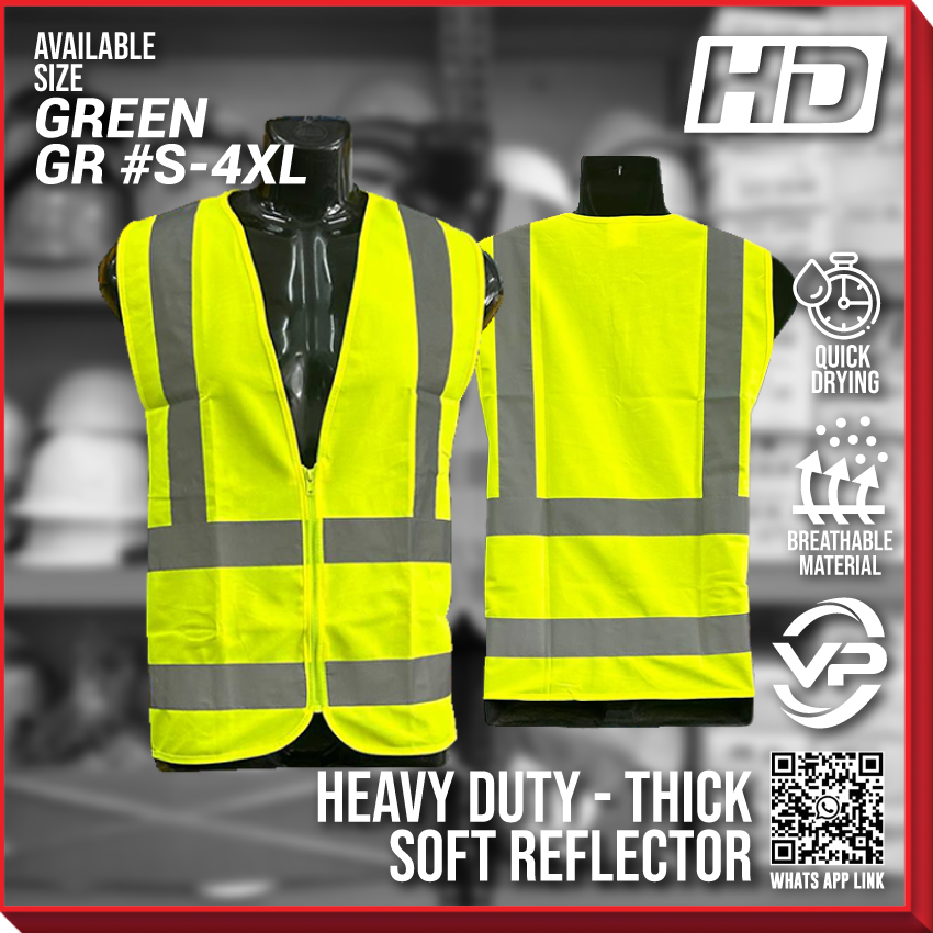 SAFETY VEST RED HEAVY DUTY THICK SOFT REFLECTOR GREEN ORANGE LARGE ...