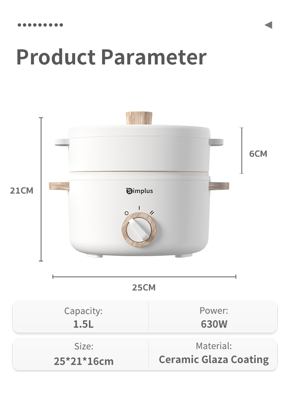 Simplus 1.5L Multi Electric Cooker with Steamer Ceramic Coating Non ...