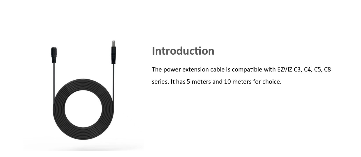 Ezviz PCA DC Power Extension Cable 10 Meter 10M DC Plug Male to Female ...