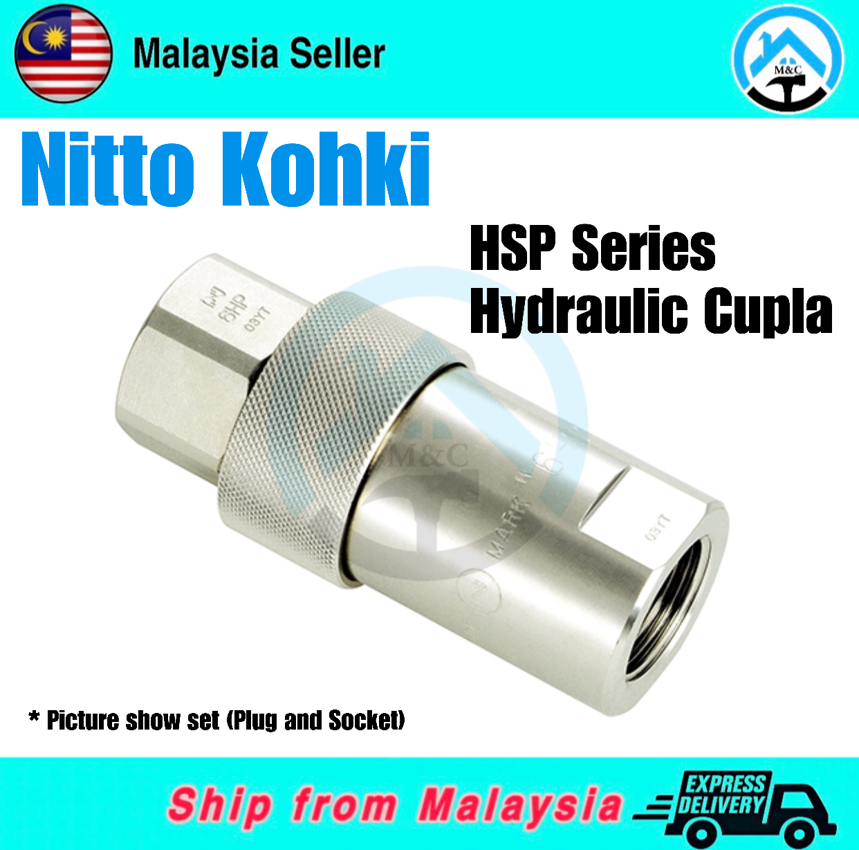 Nitto Kohki HSP Hydraulic Coupler Plug (Female thread), Hydraulic Quick Release Coupling 2HP ...