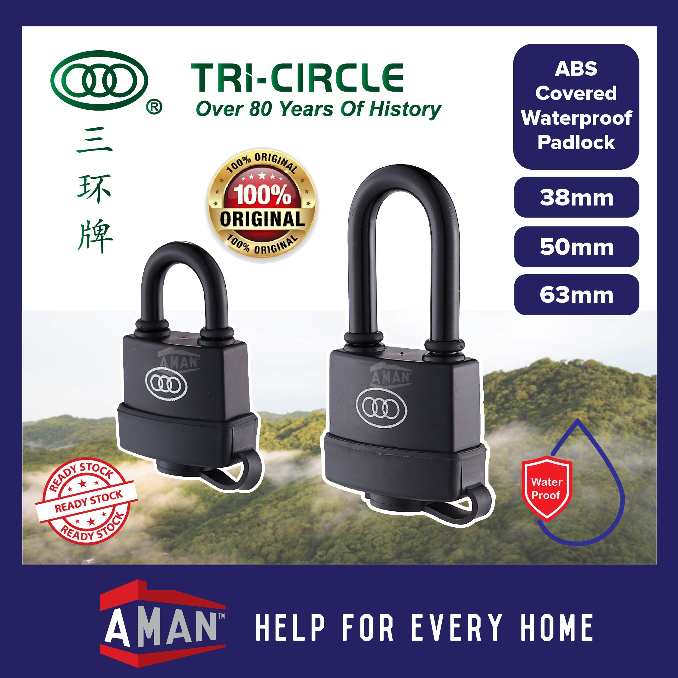 TRI-CIRCLE Heavy Duty Weatherproof Padlock Weather Resistant Padlock ...