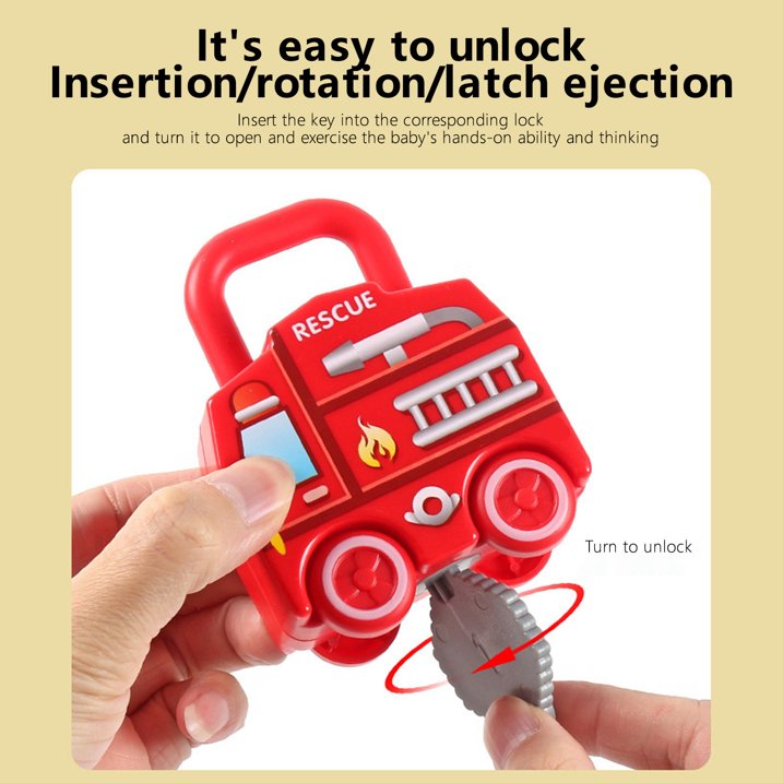 Arigatou Car Pairing Key Toys-6in1 Number Learning Padlocks Toy Kids ...