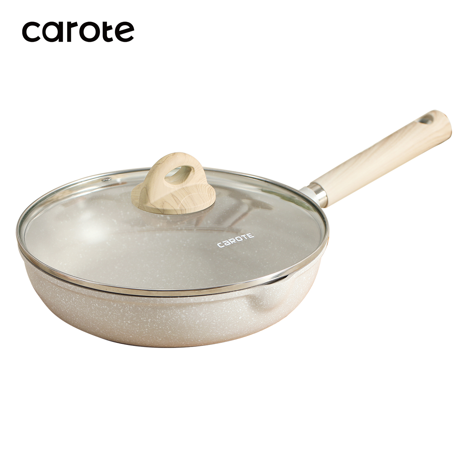 CAROTE Non Stick Frying Pan Cooking Egg Flat Pan Kawali Wok Die-Cast ...
