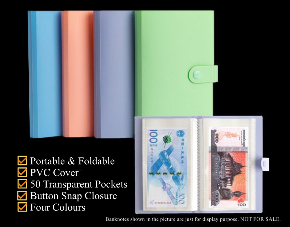 Portable 50 Pockets Banknotes Collection Holders Album Multipurpose ...