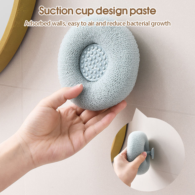 Shower Sponge Ball with Suction Cup Bath Loofahs Mesh Pouf Body Foam ...