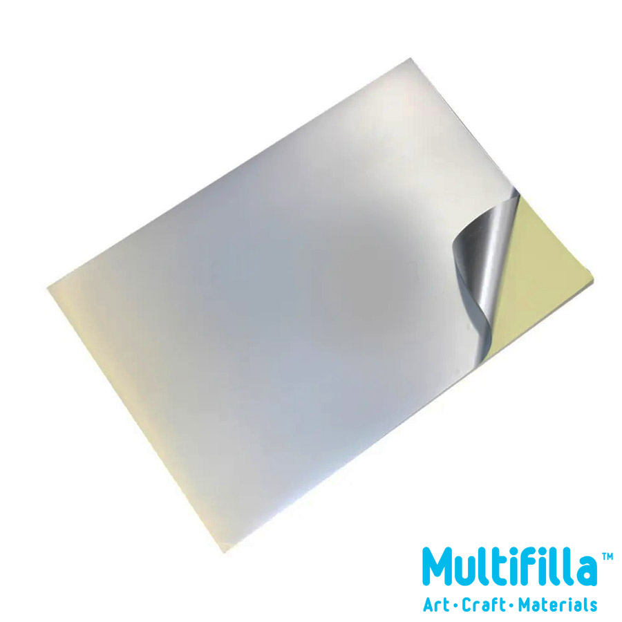 Polyester Sticker A4 - Bright Silver 2pcs - Silver Mirror Sticker/Self ...