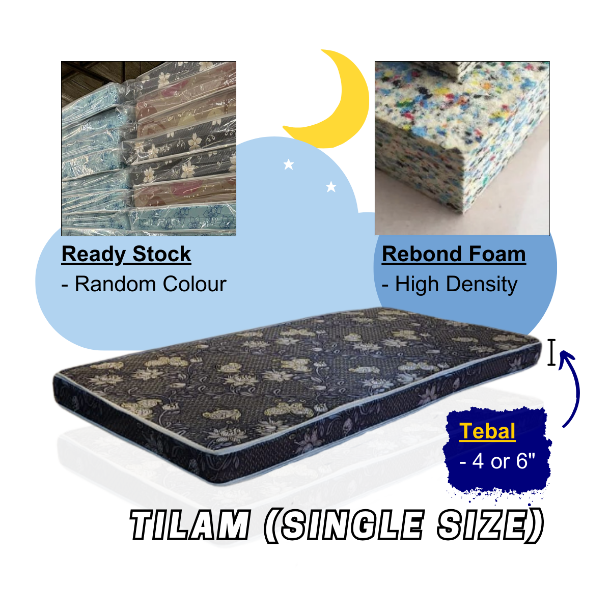 FREE DELIVERY Tilam Single 4" & 6" Tebal | Single Mattress - D'Nest ...