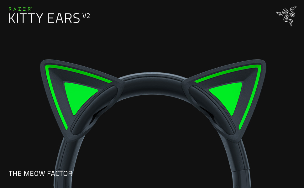 Razer Kitty Ears V2 Clip-On Kitty Cat Ear Headset Attachment - Black ...