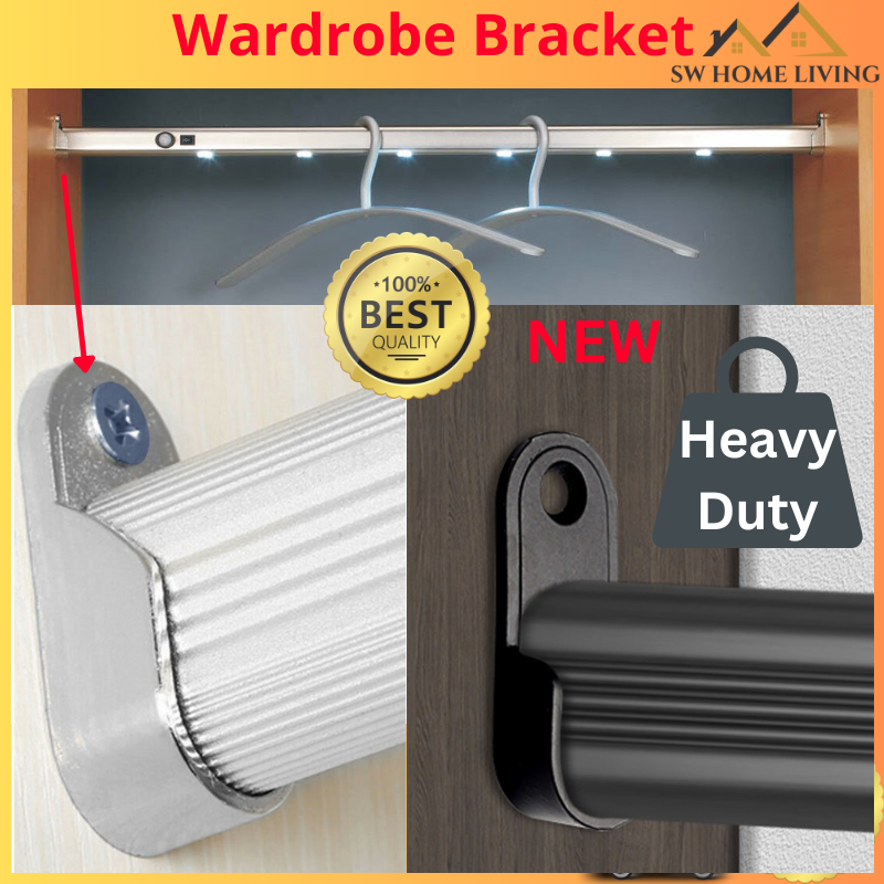 SW hook almari baju oval bracket Tube Support wardrobe rod holder ...