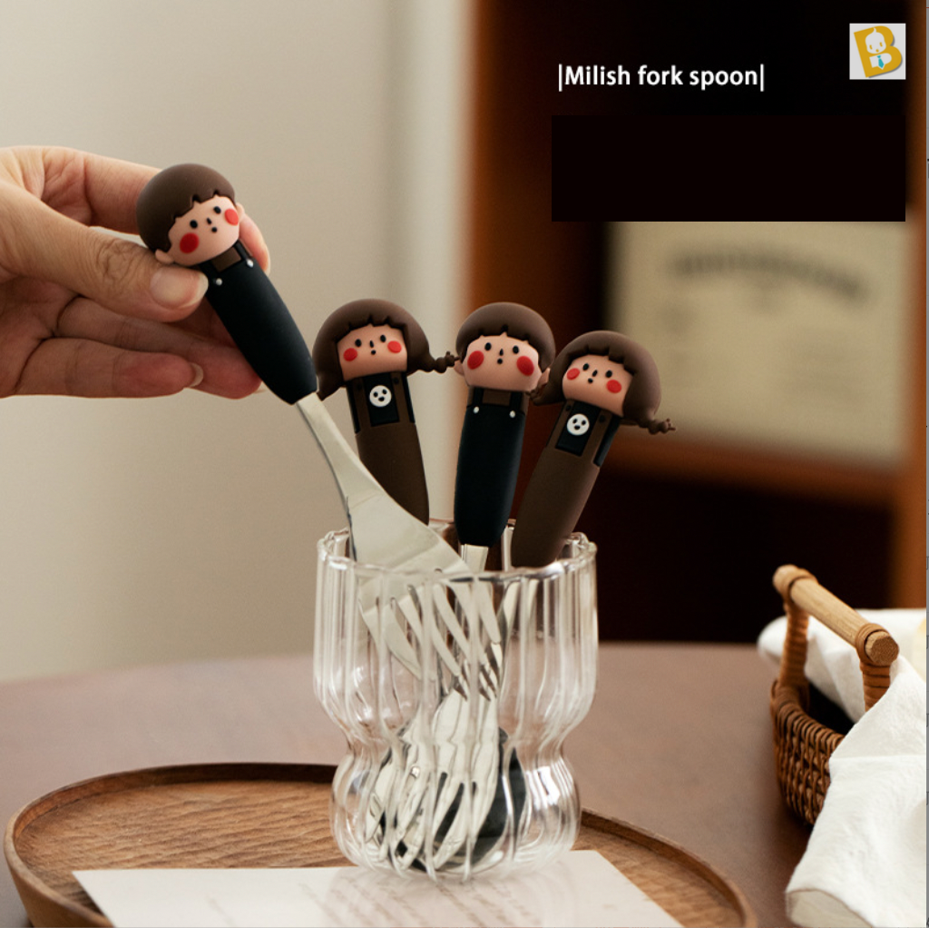 BabyBoss Ceramic Plate Bowl Cute Little Girl Spoon Fork Cutlery Pinggan ...