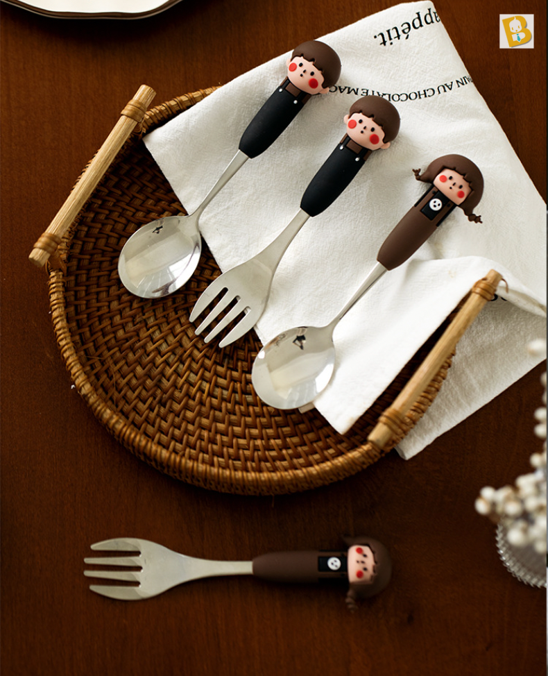BabyBoss Ceramic Plate Bowl Cute Little Girl Spoon Fork Cutlery Pinggan ...