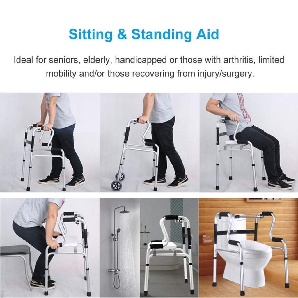 Foldable Walking Frame for Seniors with Detachable Seat Lightweight ...