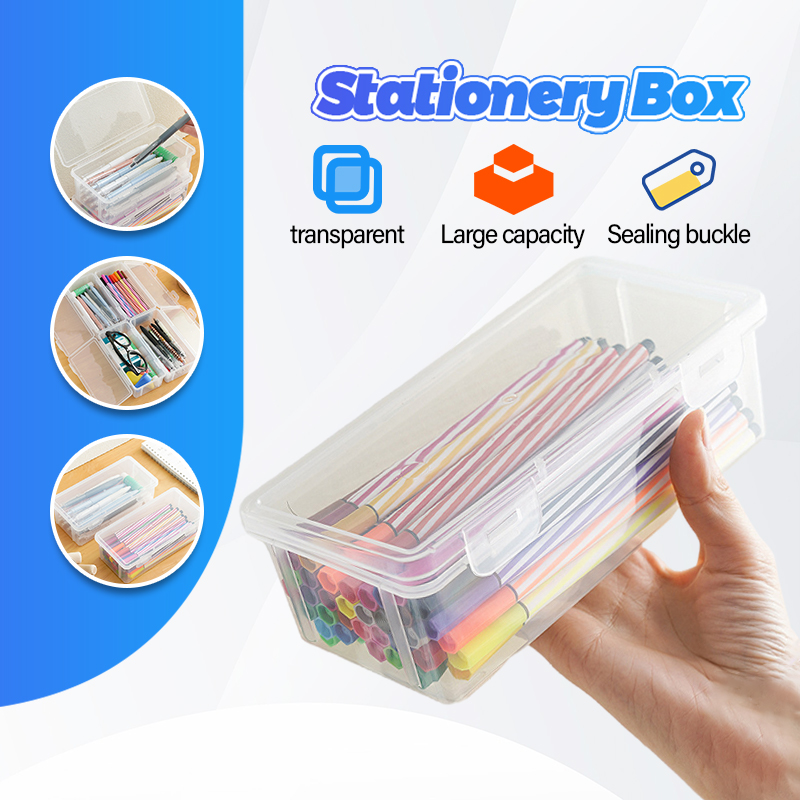Transparent Pencil Box With Buckled School Pencil Case Supplies Large ...