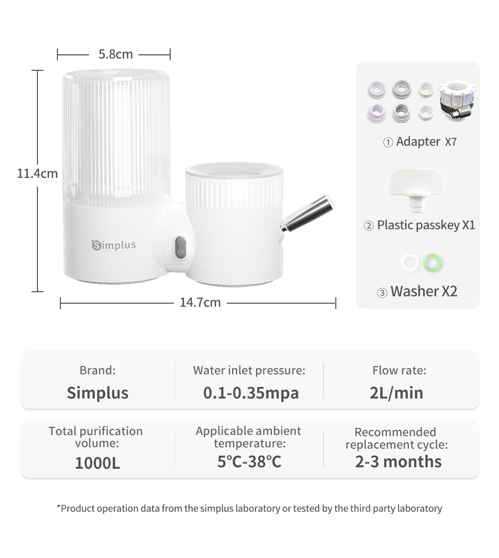 Simplus Ultrafiltration Water Purifier Dual-use Kitchen Bathroom 6-Stage Precise Filtration 360 ...