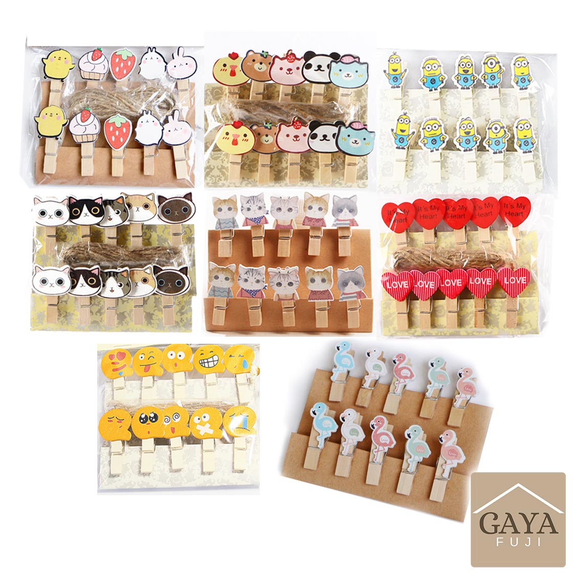 10 PCS Mini Wooden Clip / Cute Cartoon Clip / Klip Mini / DIY Photo ...