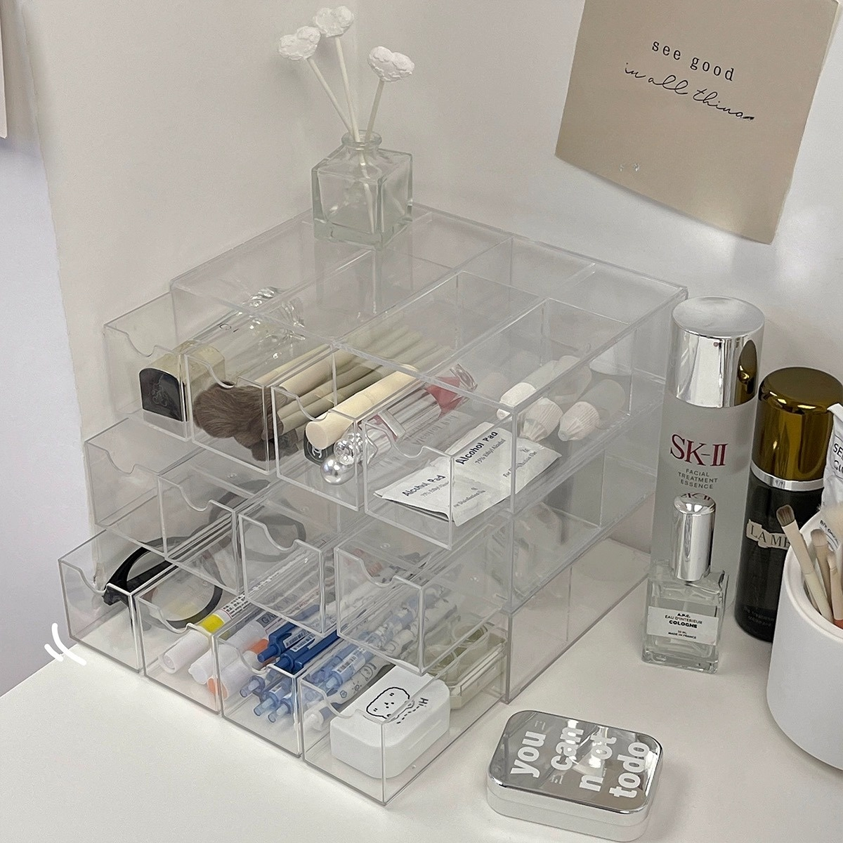 4 Layers Creative Stackable Storage Box Transparent Desktop Organizer ...