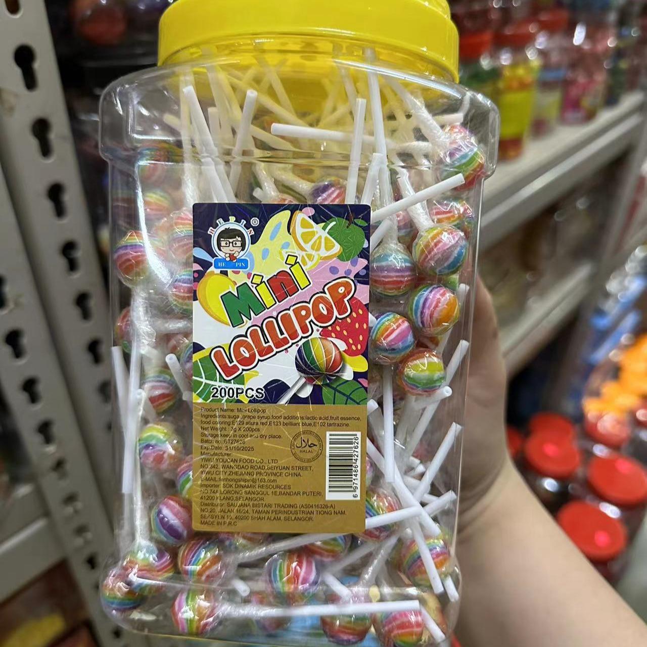 HEPIN MINI LOLLIPOP FRUITY FLAVOR 200PCS HALAL | Shopee Malaysia