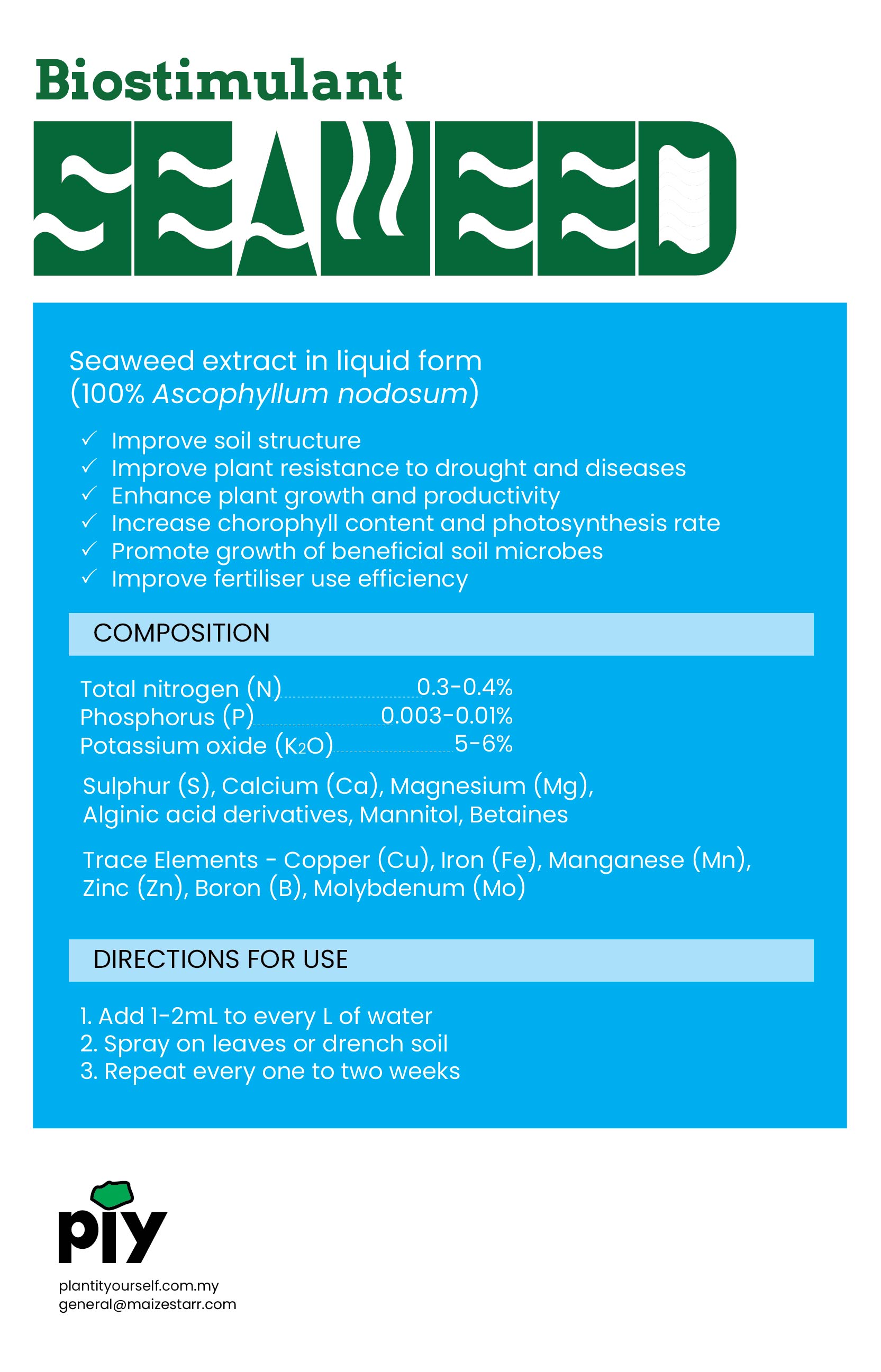 [30mL conc.] SEAWEED ekstrak rumpai laut (cecair) / Seaweed Extract in ...