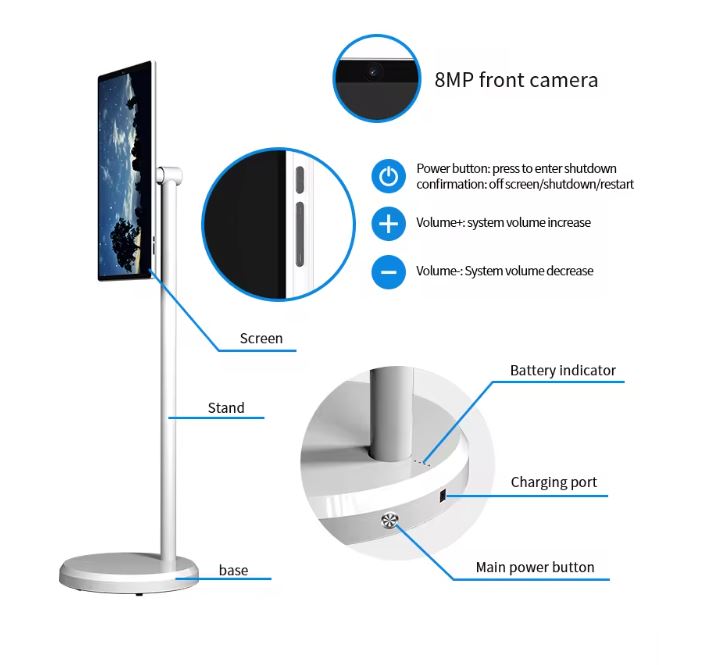 21.5 Inch Portable Moving Touch Screen Smart TV Tablet Android 13 ...
