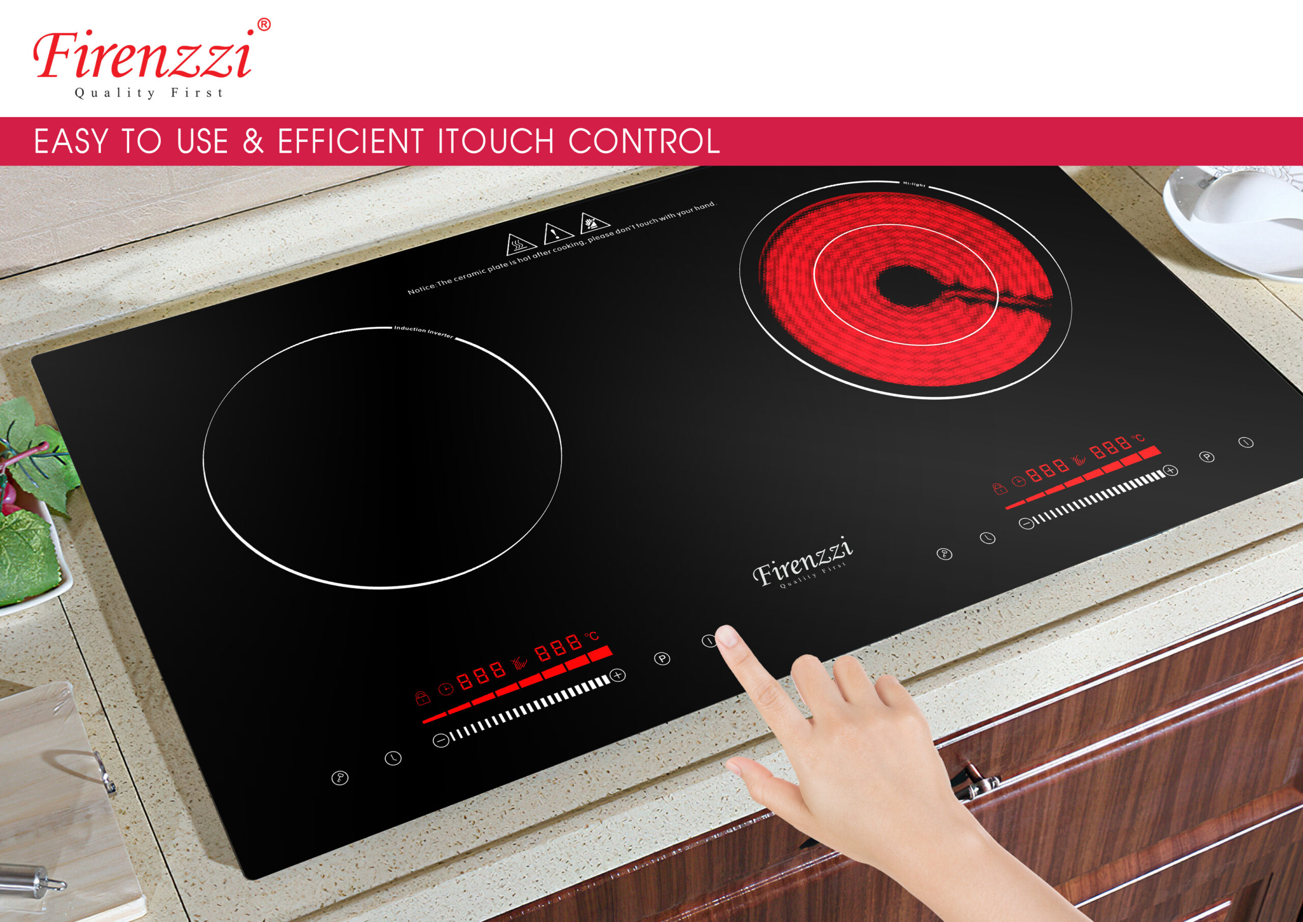 Firenzzi FRD-2177 XP Induction + Ceramic Cooker with Plug 2200W Timer ...