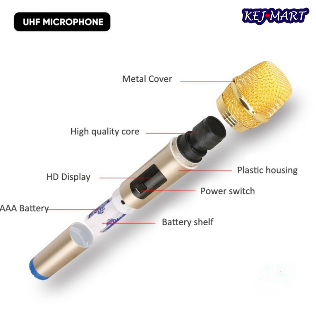 S28 Dual Gold UHF Professional Wireless Microphone with Rechargeable ...