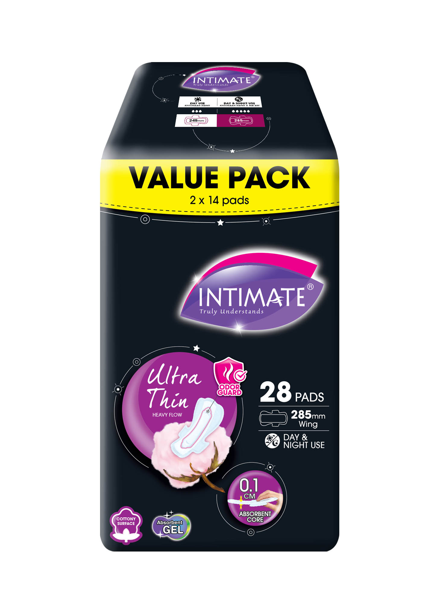 (M140) Intimate Night Ultra Thin Wing 285mm (14's x 2) x 3 packets - [FREE INTIMATE BAG ...